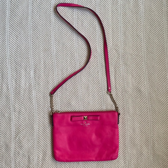 kate spade | Bags | Kate Spade Hot Pink Crossbody With Bow And Chain ...